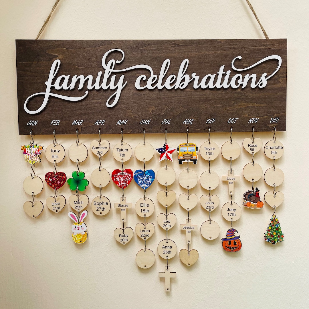 Personalized Family Birthday Calendar: Maple Wood Celebration Board - Etsy