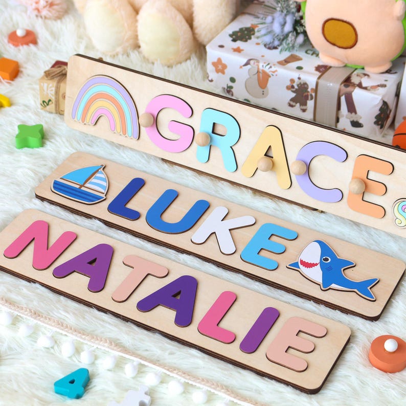 Personalized Name Puzzle | Montessori Toy, Baby Shower Gift - Etsy UK