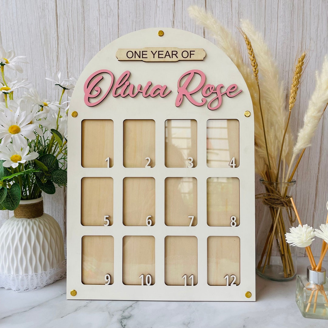 Personalized Baby's First Year Wooden Photo Frame Wall Art - Etsy