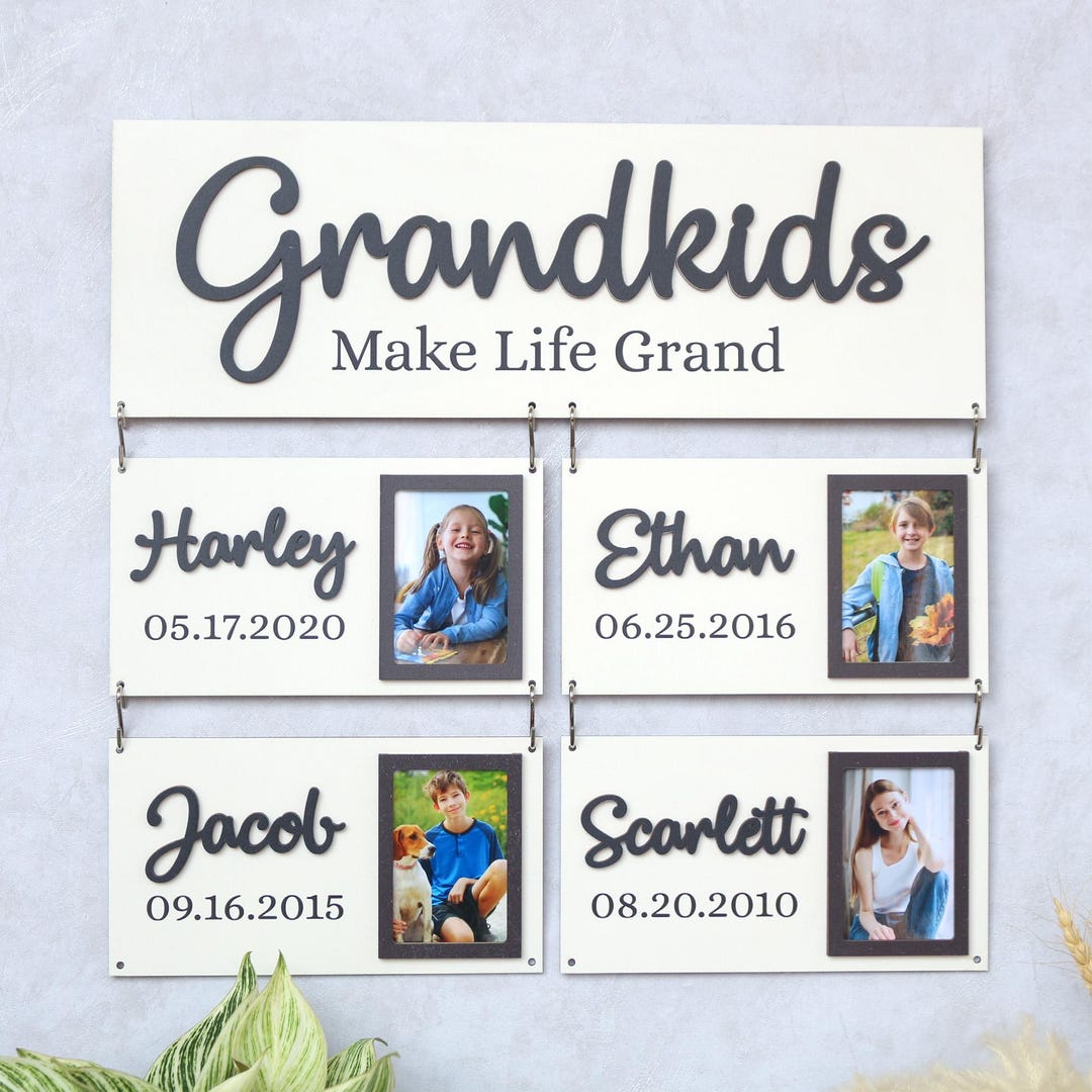 Personalized Grandchildren Photo Sign: Wooden Family Name Plaque - Etsy