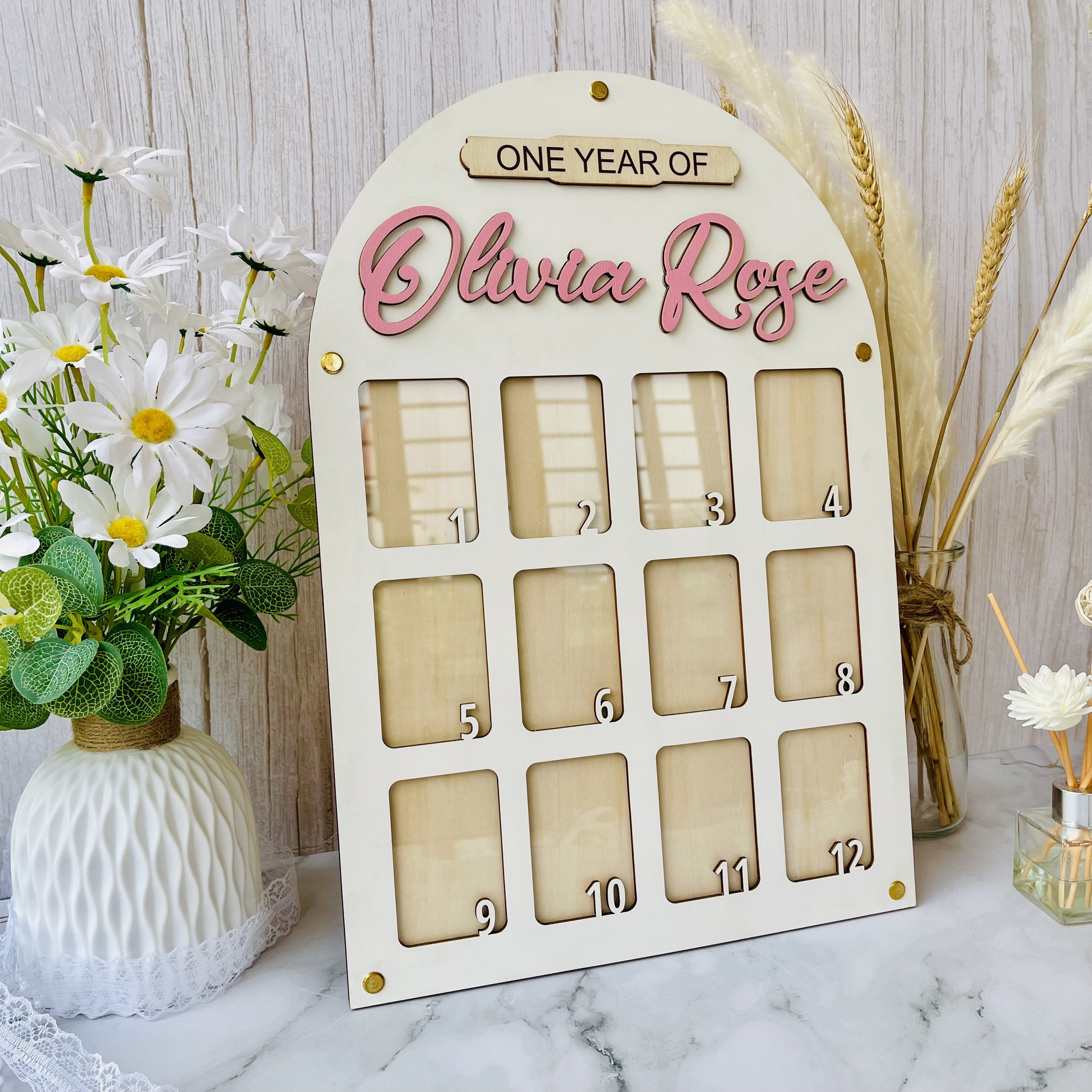 Personalized Baby's First Year Wooden Photo Frame Wall Art - Etsy