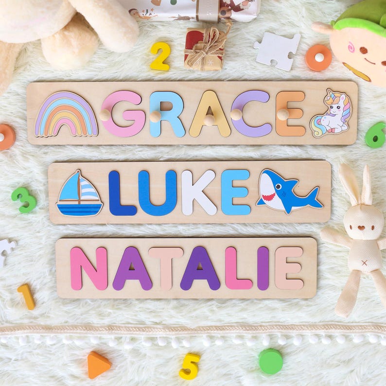 Personalized Name Puzzle | Montessori Toy, Baby Shower Gift - Etsy UK