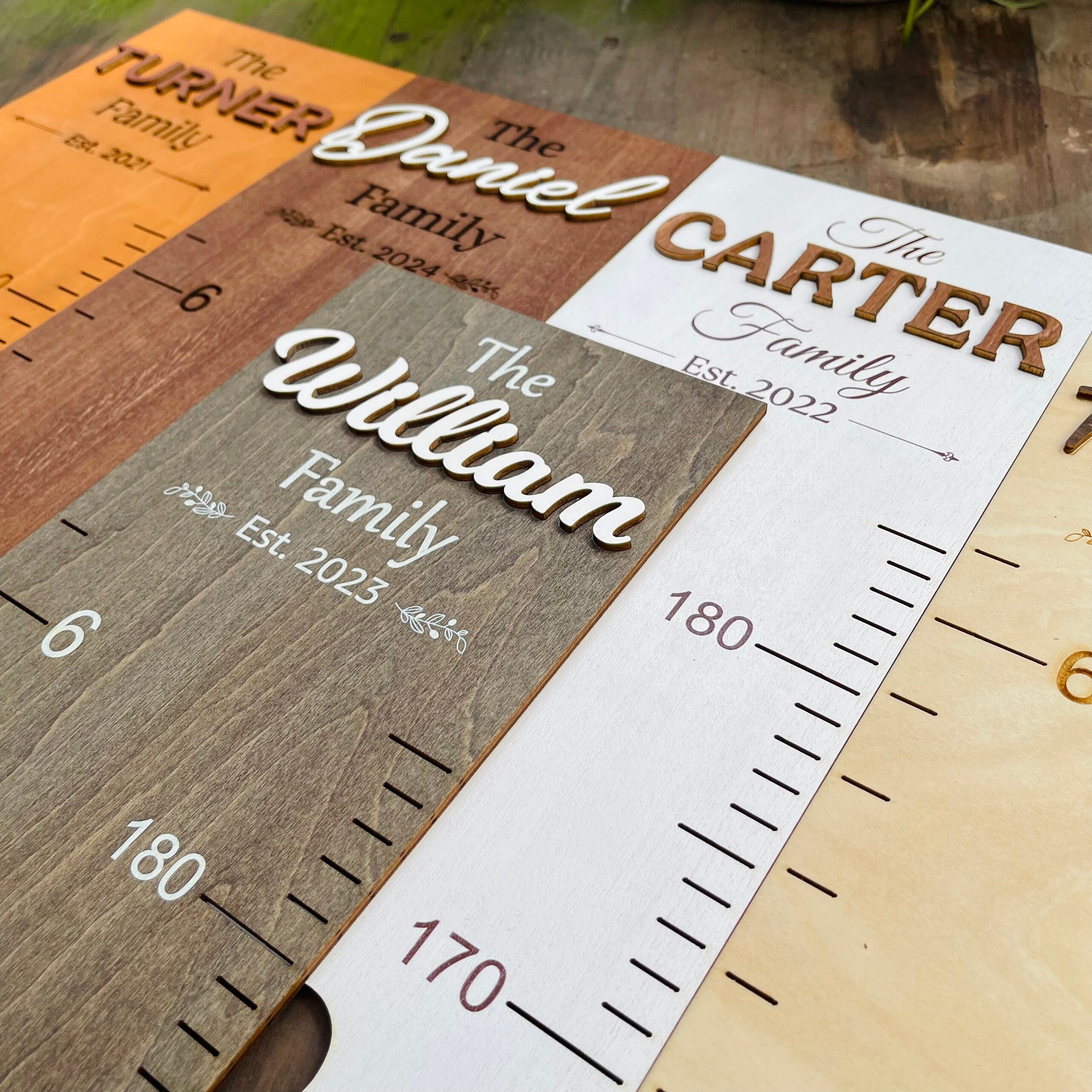 Personalized Wood Height Chart: Nursery Decor, Family Growth Ruler (5 ...