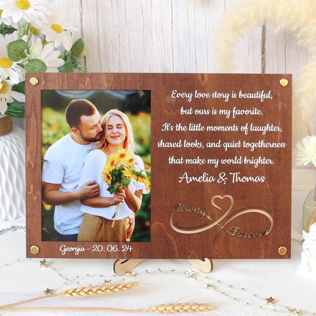 Personalized Baltic Birch Photo Frame, Custom Quote Gift - Etsy