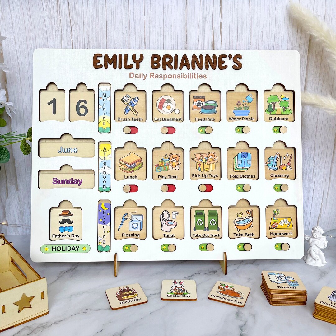 Chore Chart for Kids, Montessori Calendar, Kids Routine Chart, Toddler ...