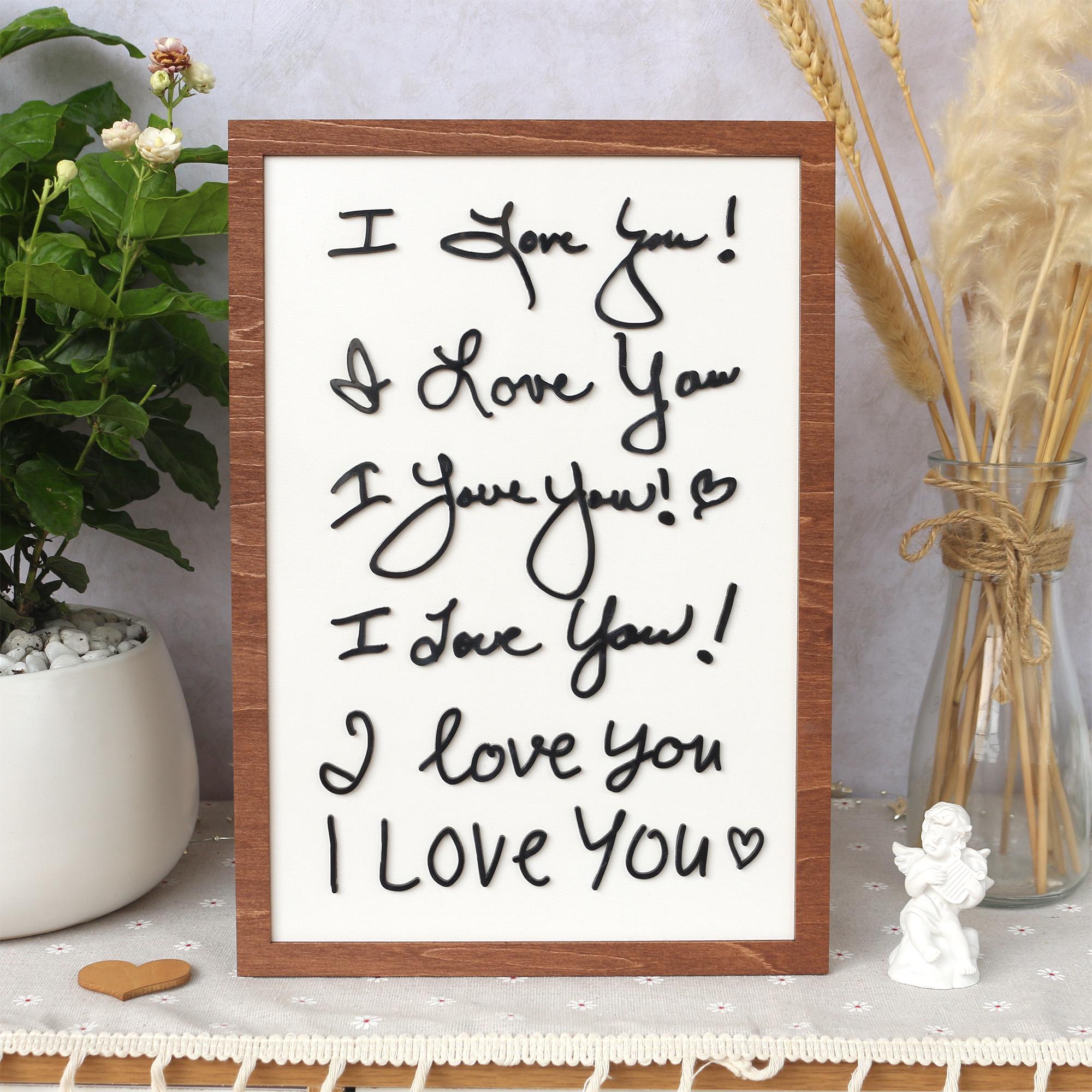 Personalized Handwriting Sign: 3D Wood & Acrylic 'I Love You' Gift - Etsy