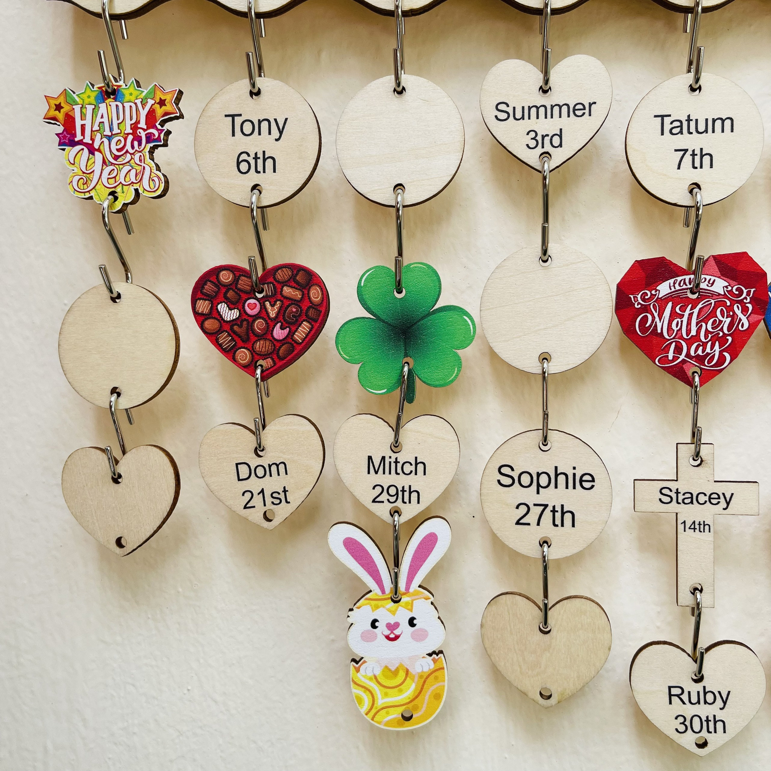 Personalized Birch Plywood Birthday Calendar Tags: Family Celebration ...