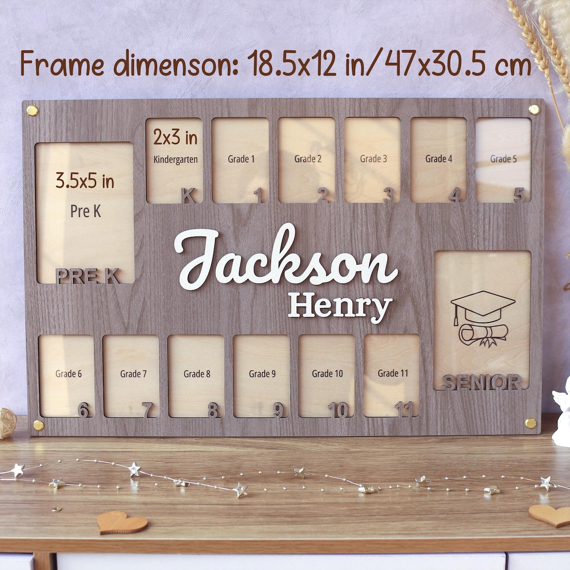 Personalized School Years Photo Frame: Pre-k to Senior Picture Keepsake ...