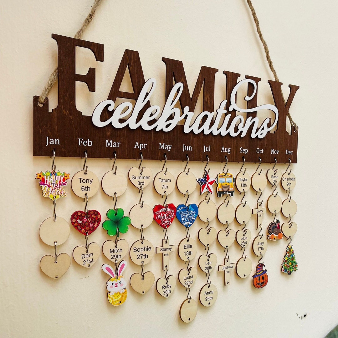 Personalized Family Birthday Calendar Board With Holiday Tags - Etsy