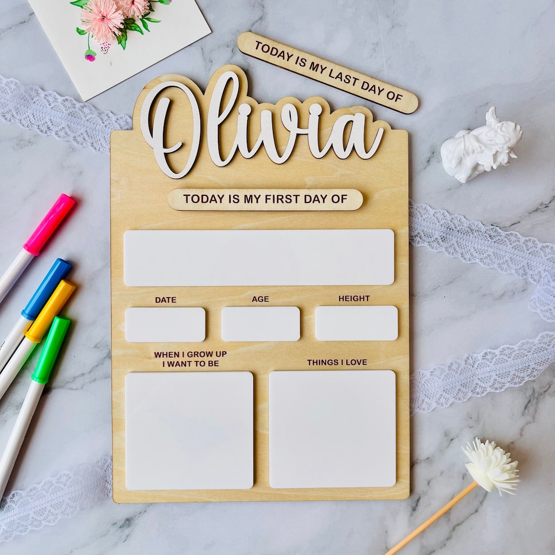 Personalized First Day of School Sign: Reusable Dry Erase Board - Etsy