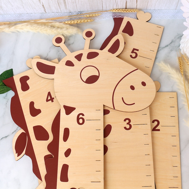 Personalized Giraffe Growth Chart: Wooden Height Ruler, Nursery Decor ...
