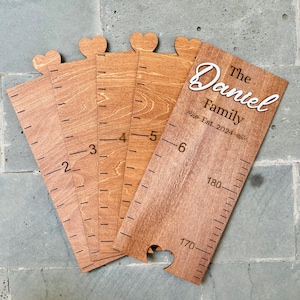 Personalized Family Growth Chart: Wooden Baby Height Ruler, Nursery ...