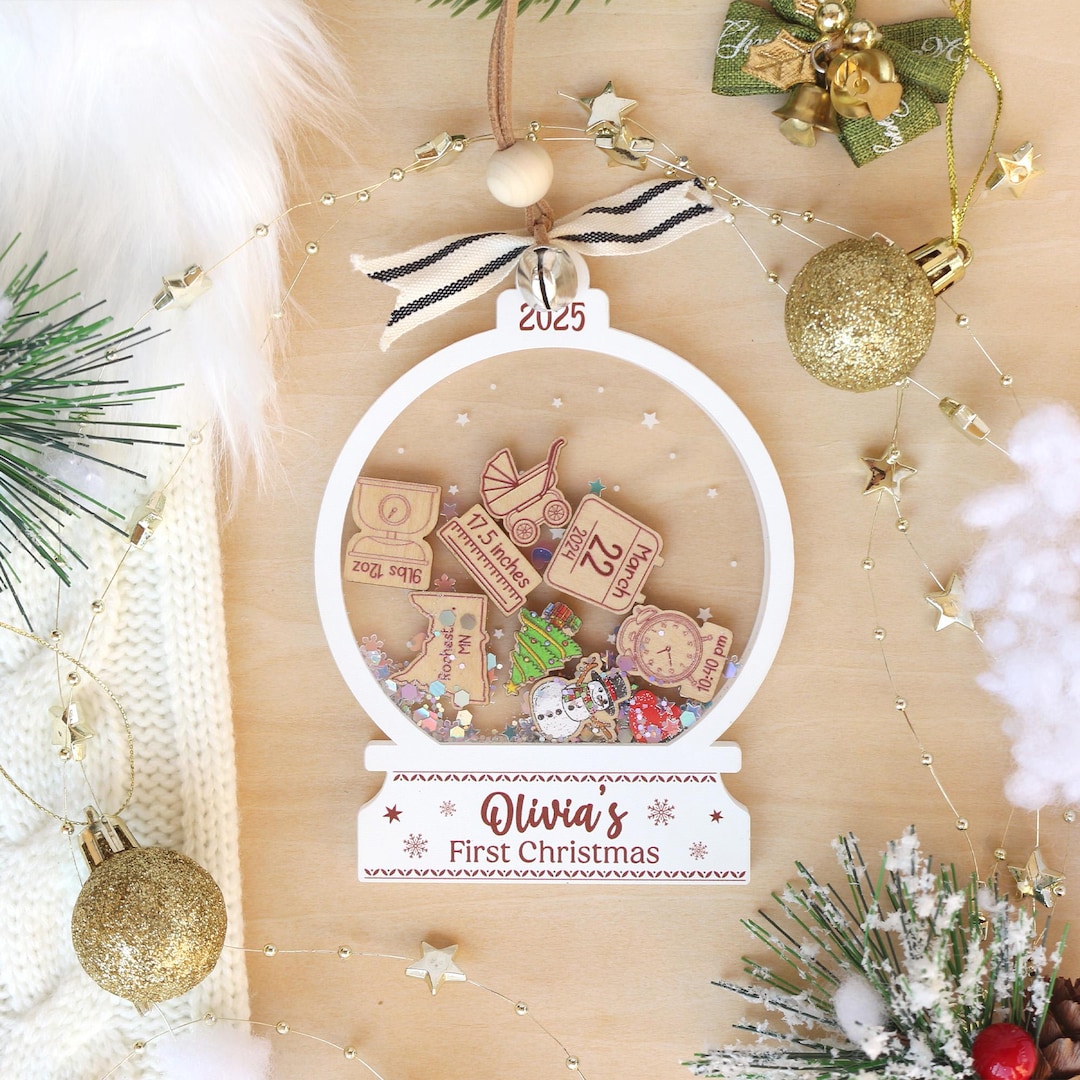 Personalized Baby's First Christmas Ornament 2025: 4D Shake Acrylic ...