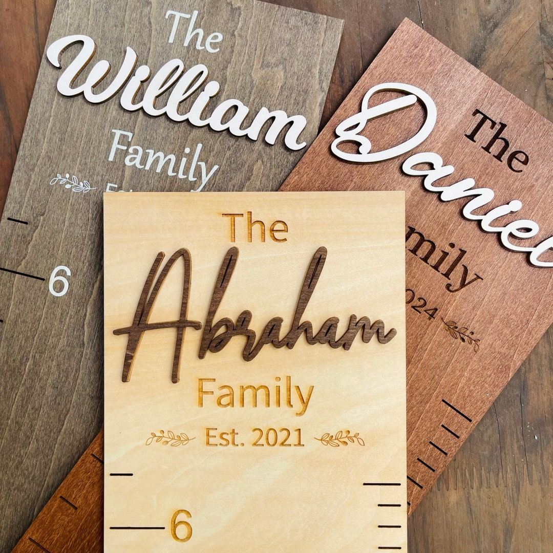 Personalized Wooden Family Height Chart: Nursery Wall Decor (5 Puzzle ...
