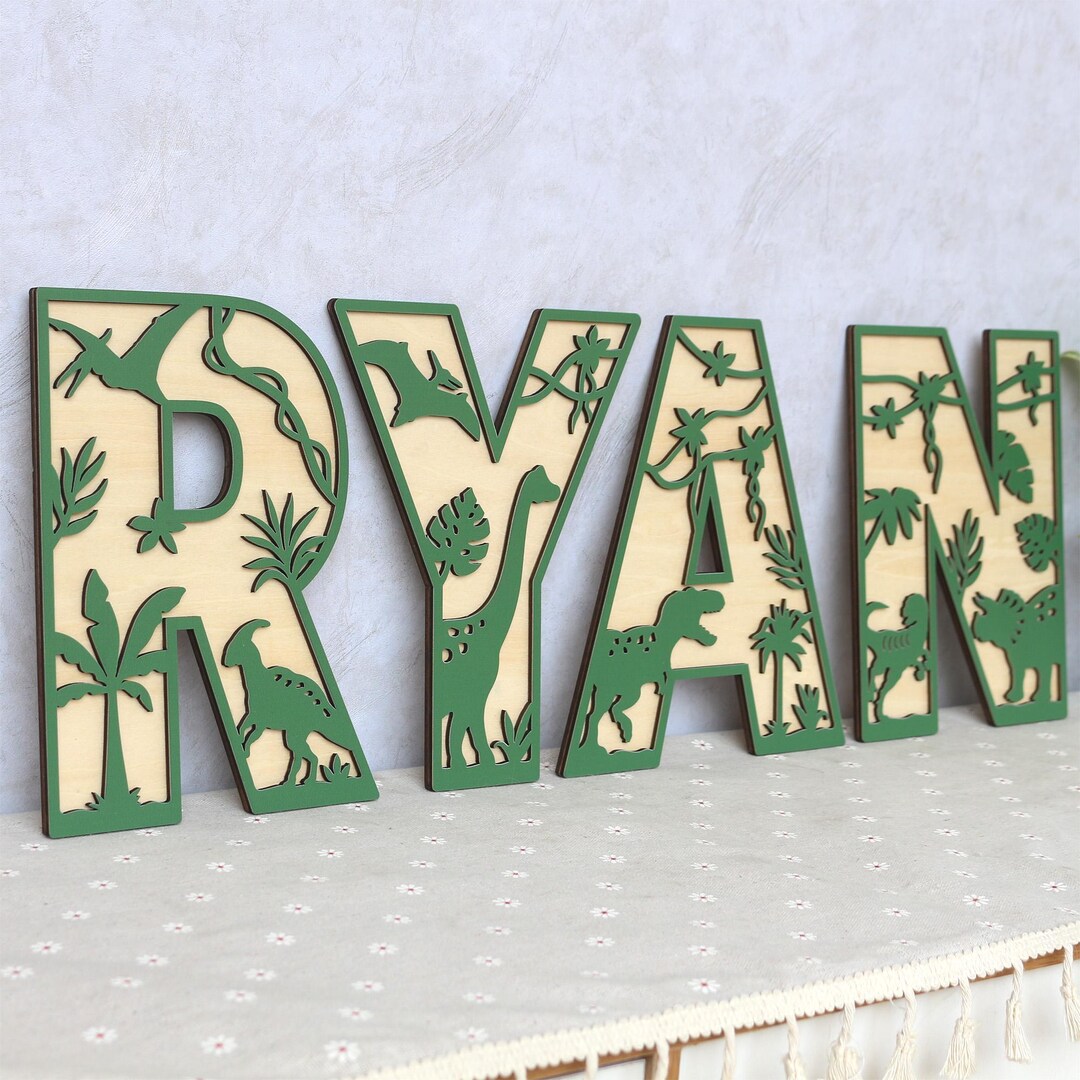 Dinosaur Name Sign - Dinosaur Letters- Personalised Name Sign - Custom ...