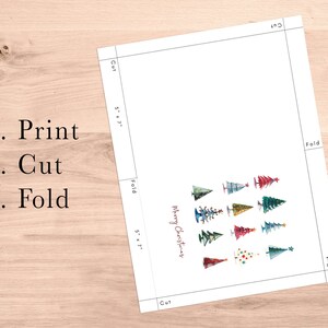 Printable Greeting Christmas Card, Downloadable Watercolor Christmas ...