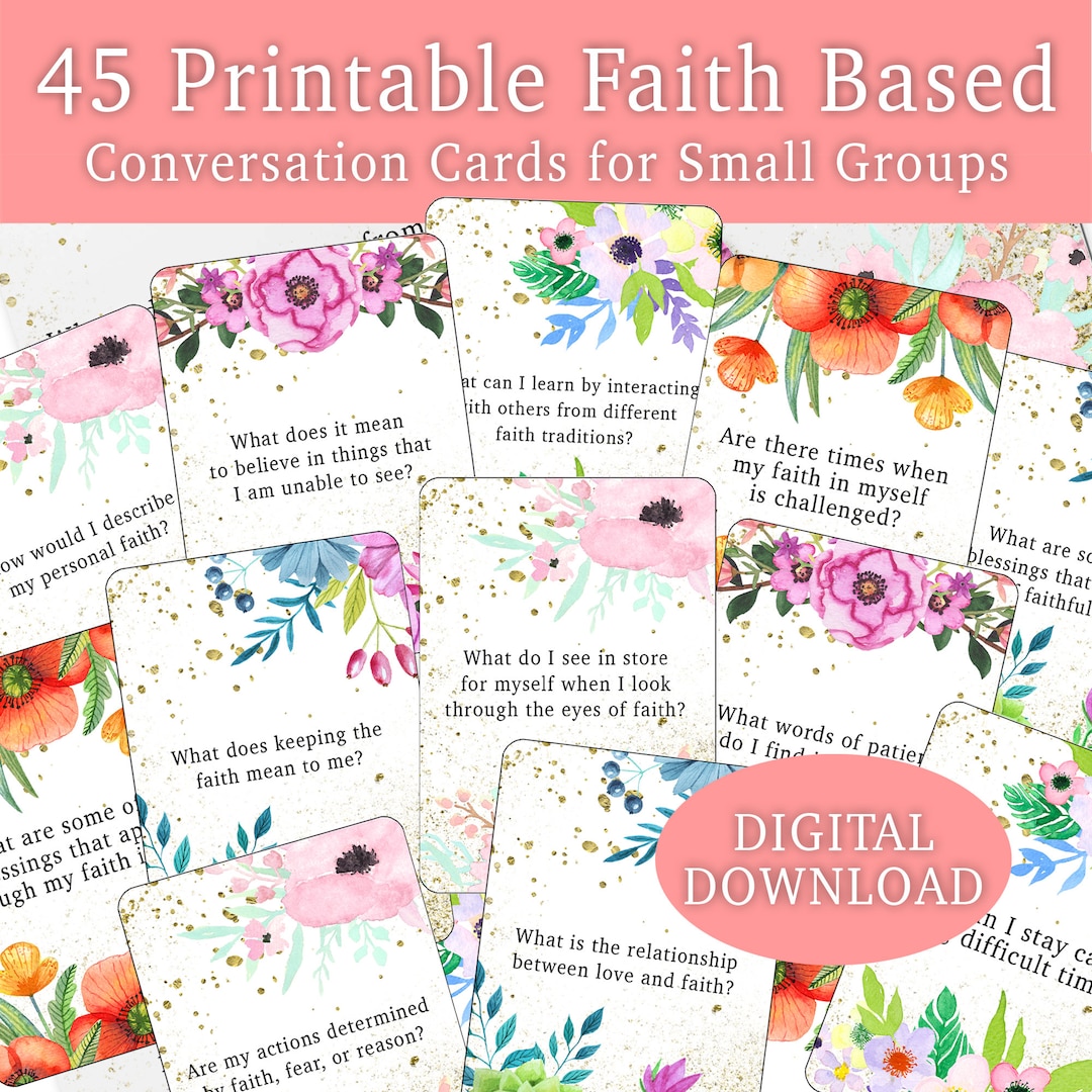 Christian Printable Encouragement Faith Deck Conversation Starter Cards ...