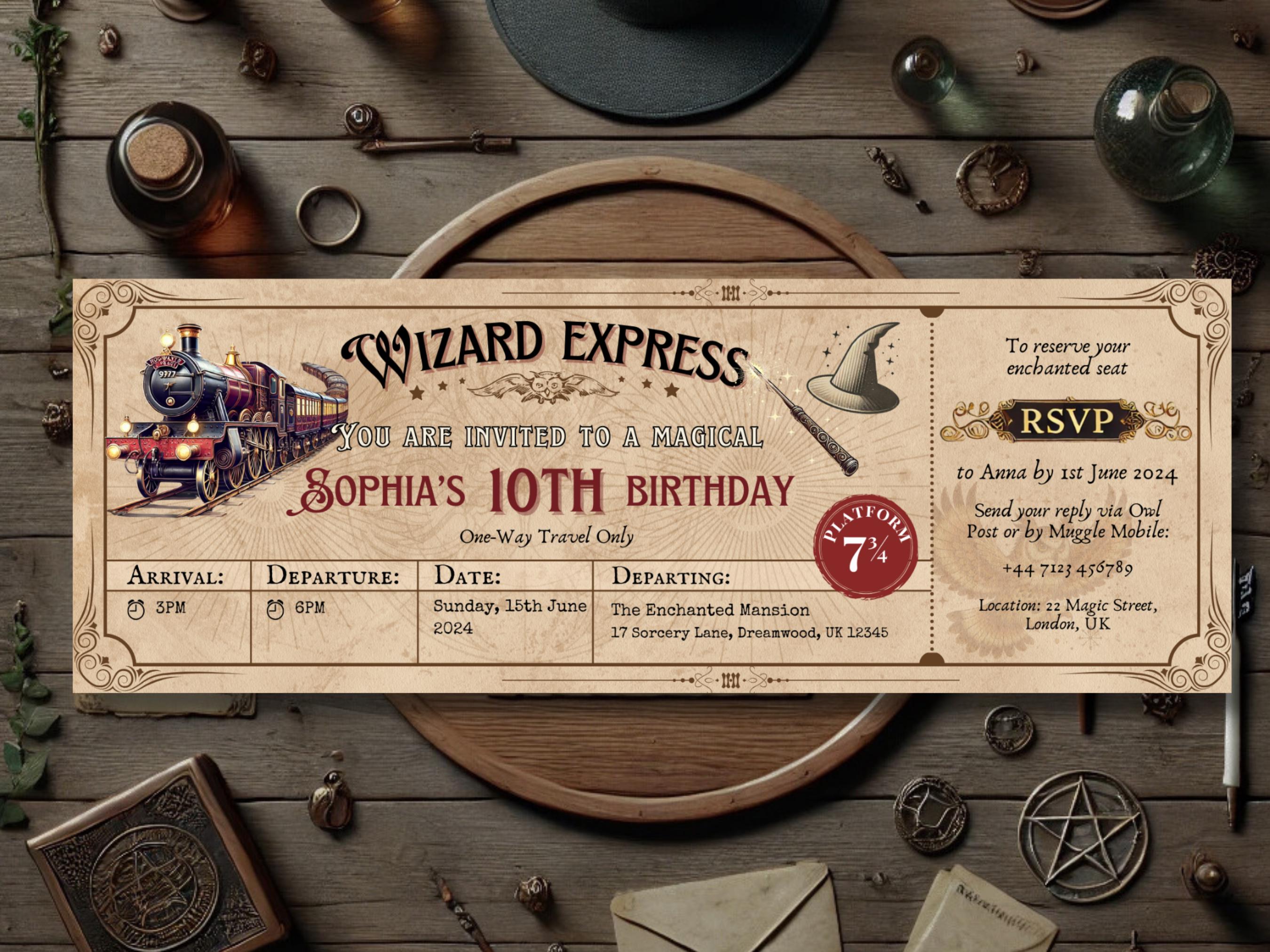 Wizard Birthday Party Invitation Editable Template, Wizard Birthday ...