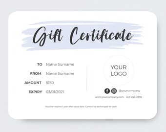 Gift Certificate Template Printable, Editable Gift Card Template, Gift ...