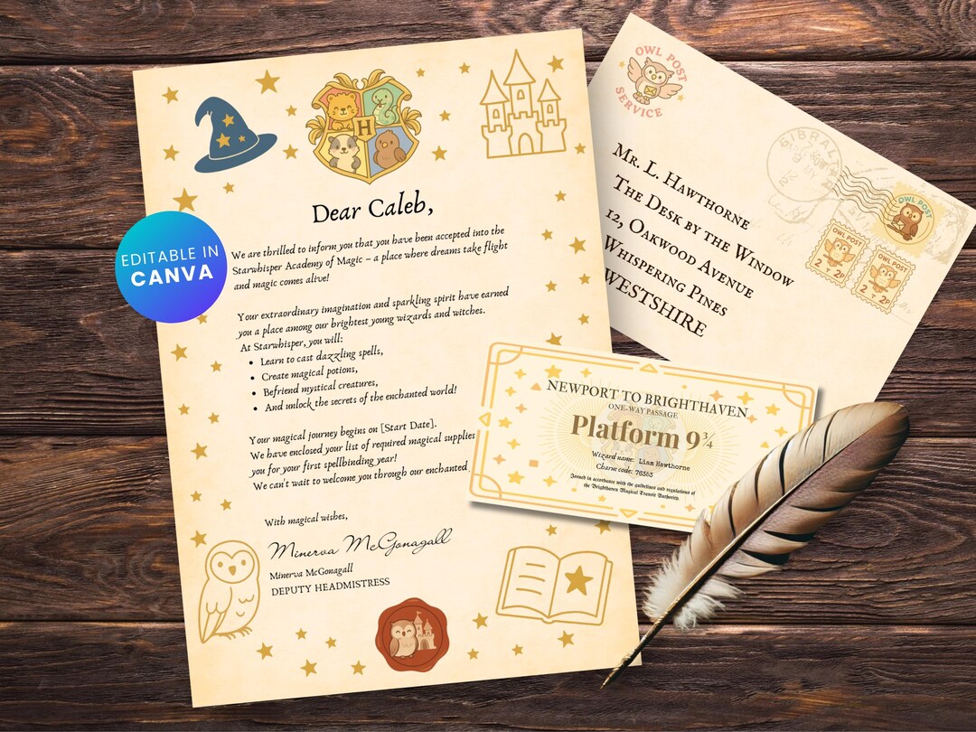 Personalized HP Wizard Acceptance Letter for Kids, Editable Letter ...