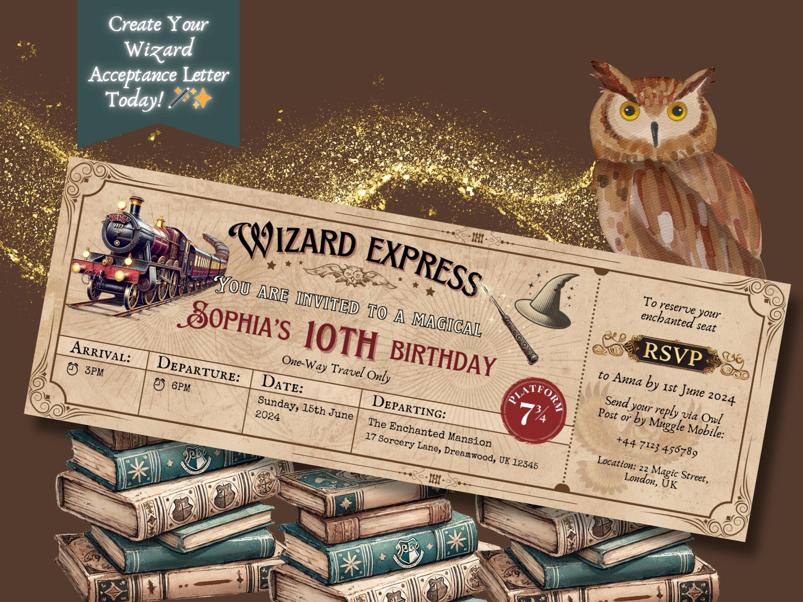 Plantilla editable de invitación para fiesta de cumpleaños de mago ...