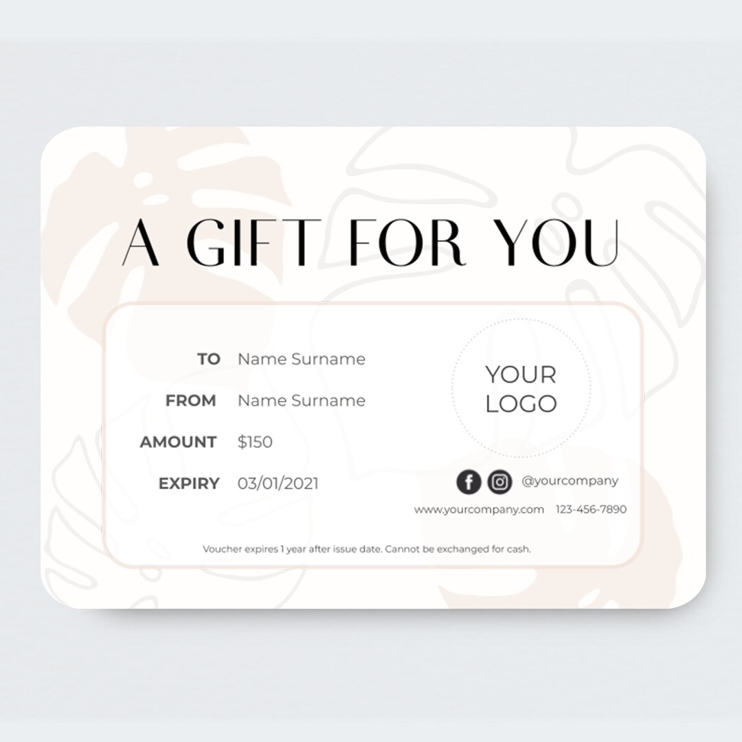 Boho Gift Certificate Template, Editable Gift Card Template, Gift ...
