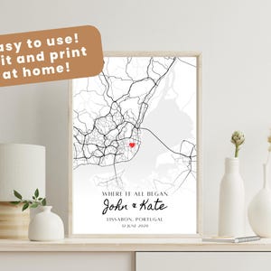 Custom Couple Map, Where We Met Map, Where It All Began, Gift for Her ...