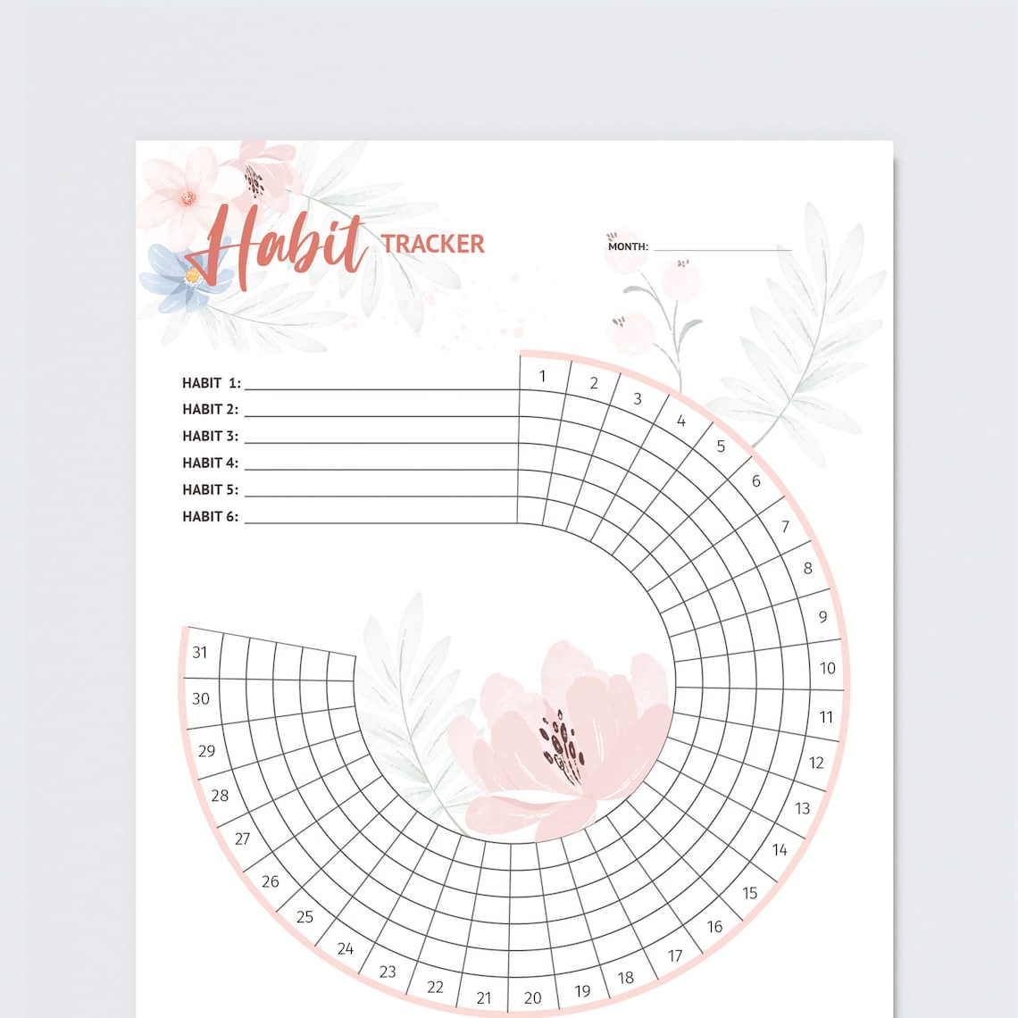 Habit Tracker Printable, Bullet Journal Habit Tracker, Circle Habit ...