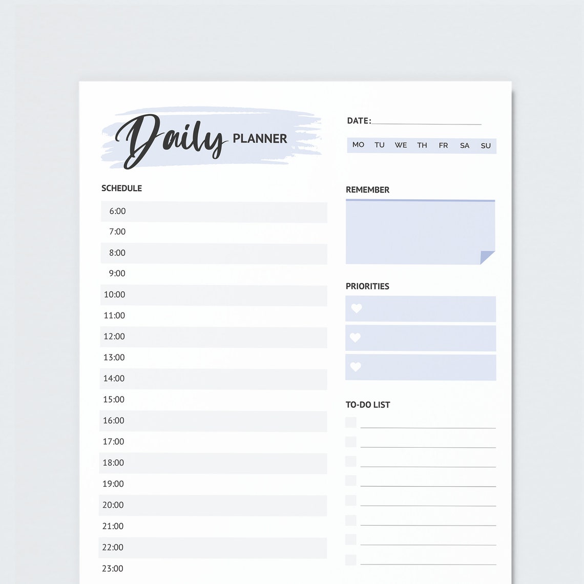 Daily Planner, Day Planner by Hour, Daily Planner PDF, Printable ...