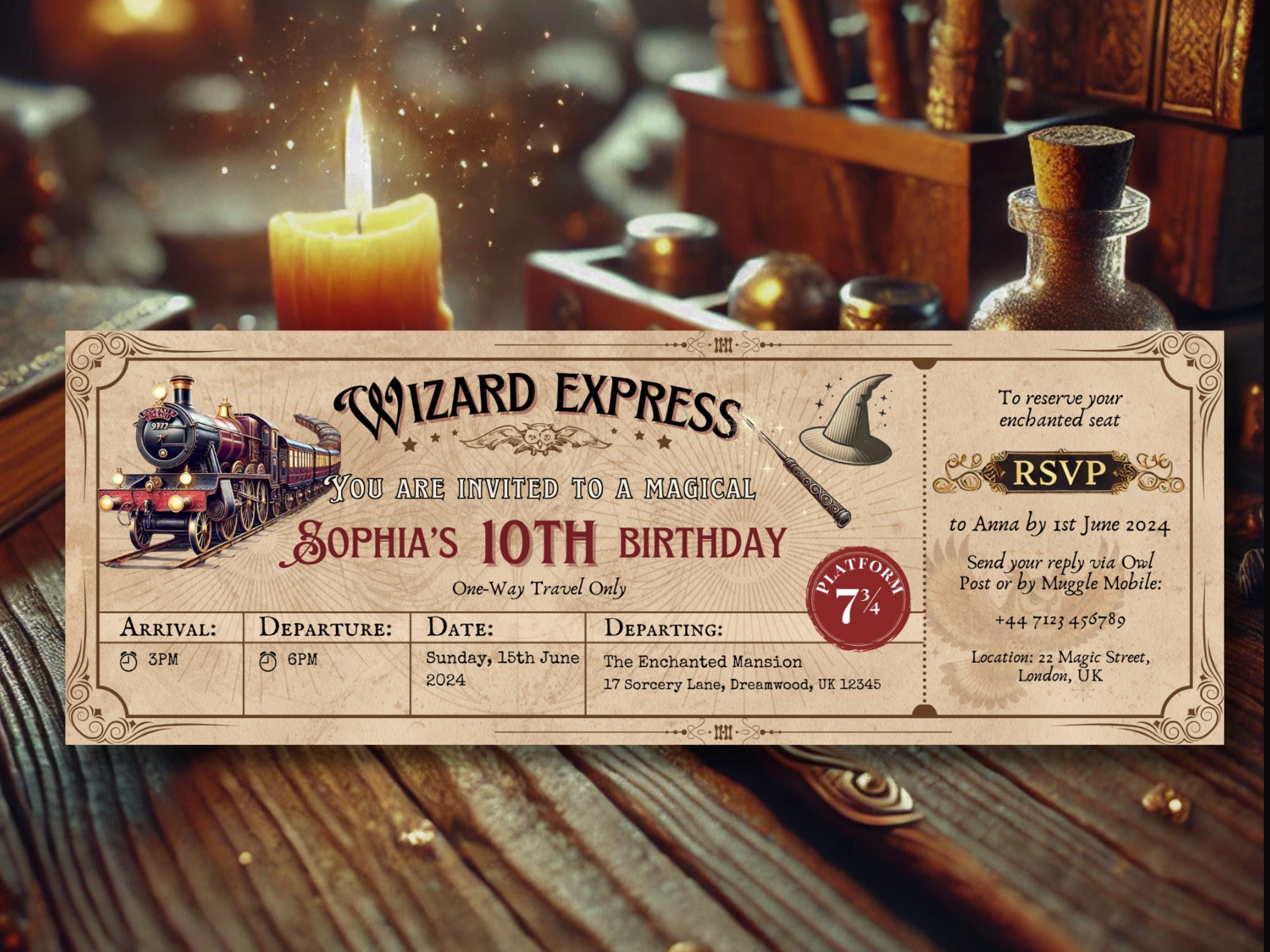 Wizard Birthday Party Invitation Editable Template, Wizard Birthday ...