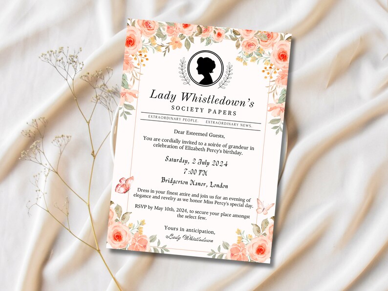 Custom Invite, Society Papers, Birthday Card, Template for Canva ...