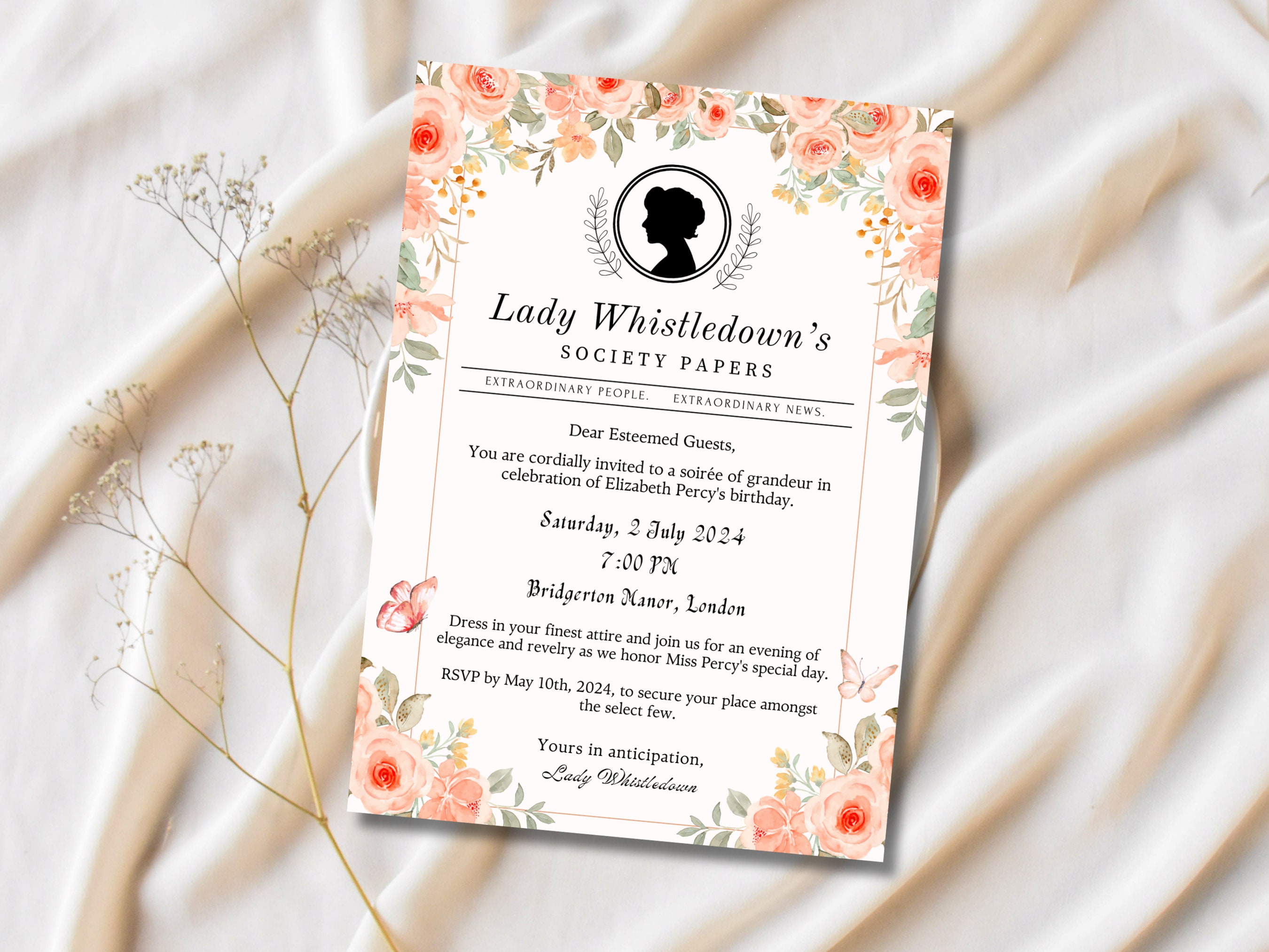 Custom Invite, Society Papers, Birthday Card, Template for Canva ...