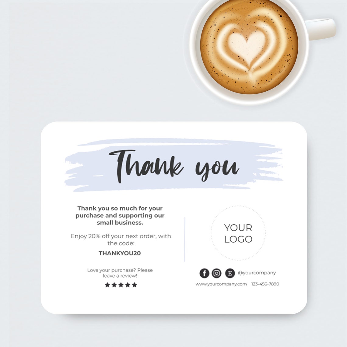 Thank You Card, Editable, Thank You for Your Purchase Insert Card ...