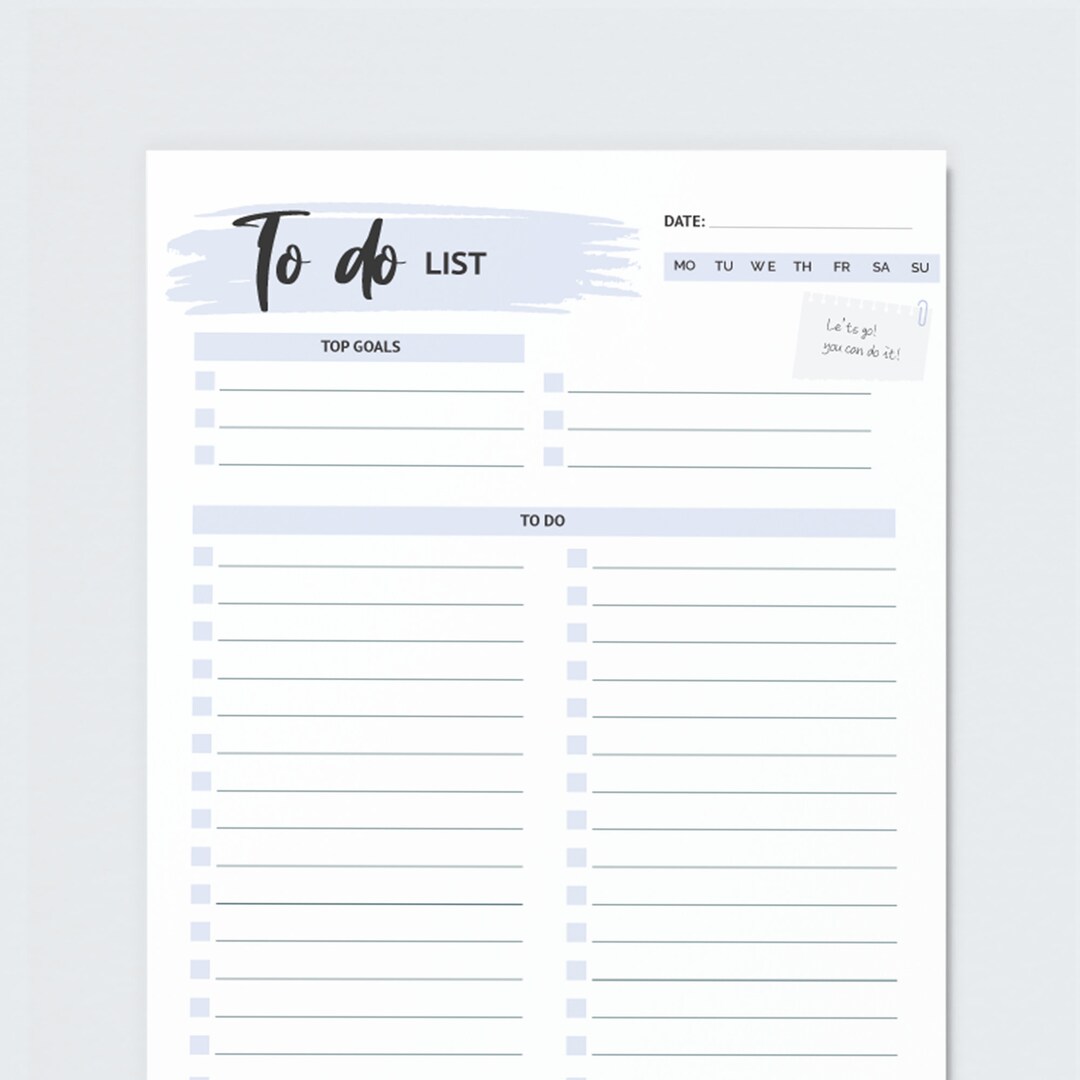 To-do List, Printable To-do List, Daily to Do List, to Do Checklist ...