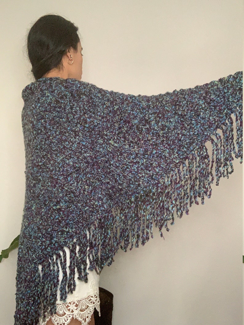 Large Soft and Lightweight Triangular Shawl. Handmade. Blues - Etsy