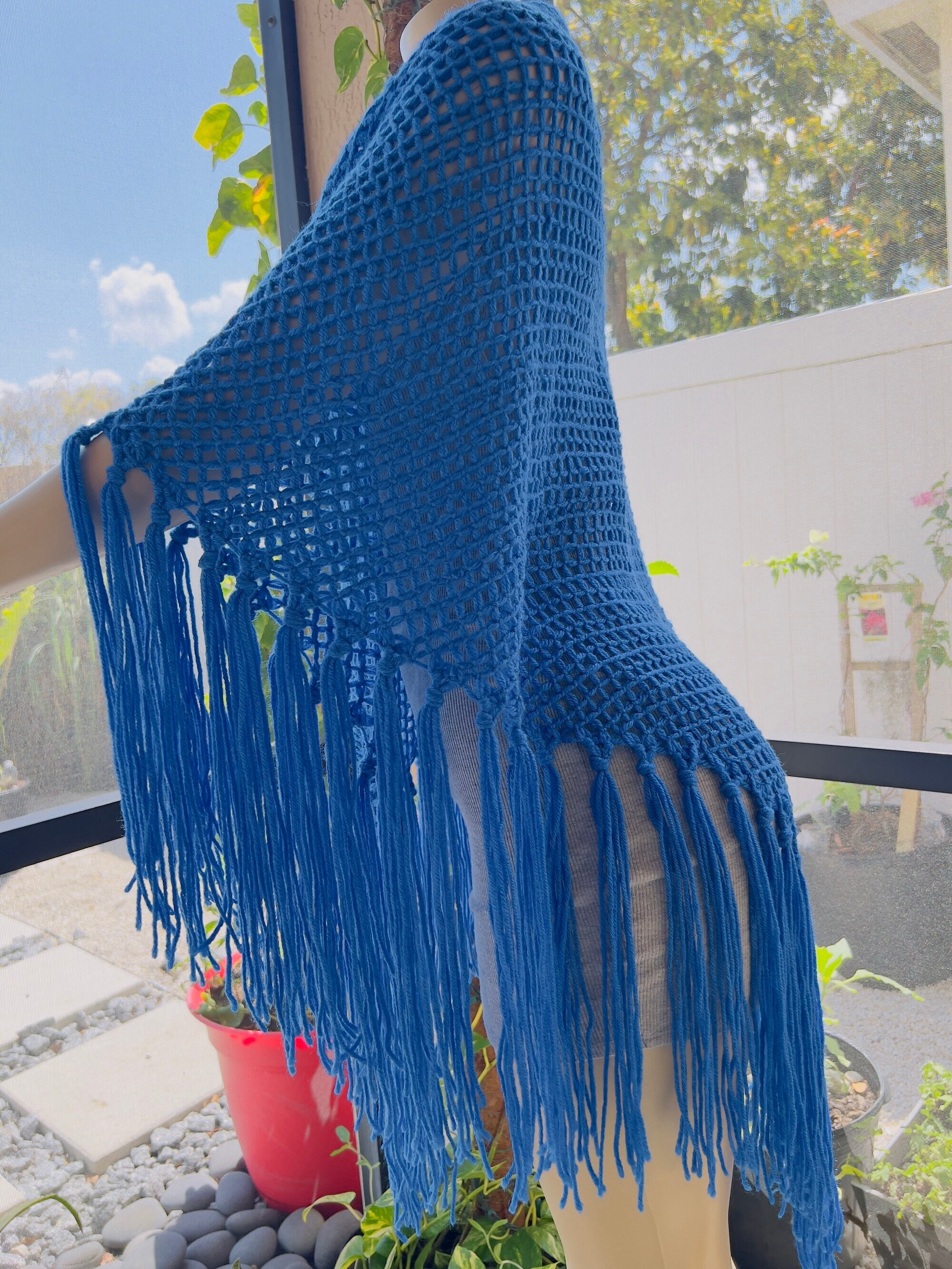 Bohemian See Through Dress, Beachwear Fishnet Cover-up, Triangular ...