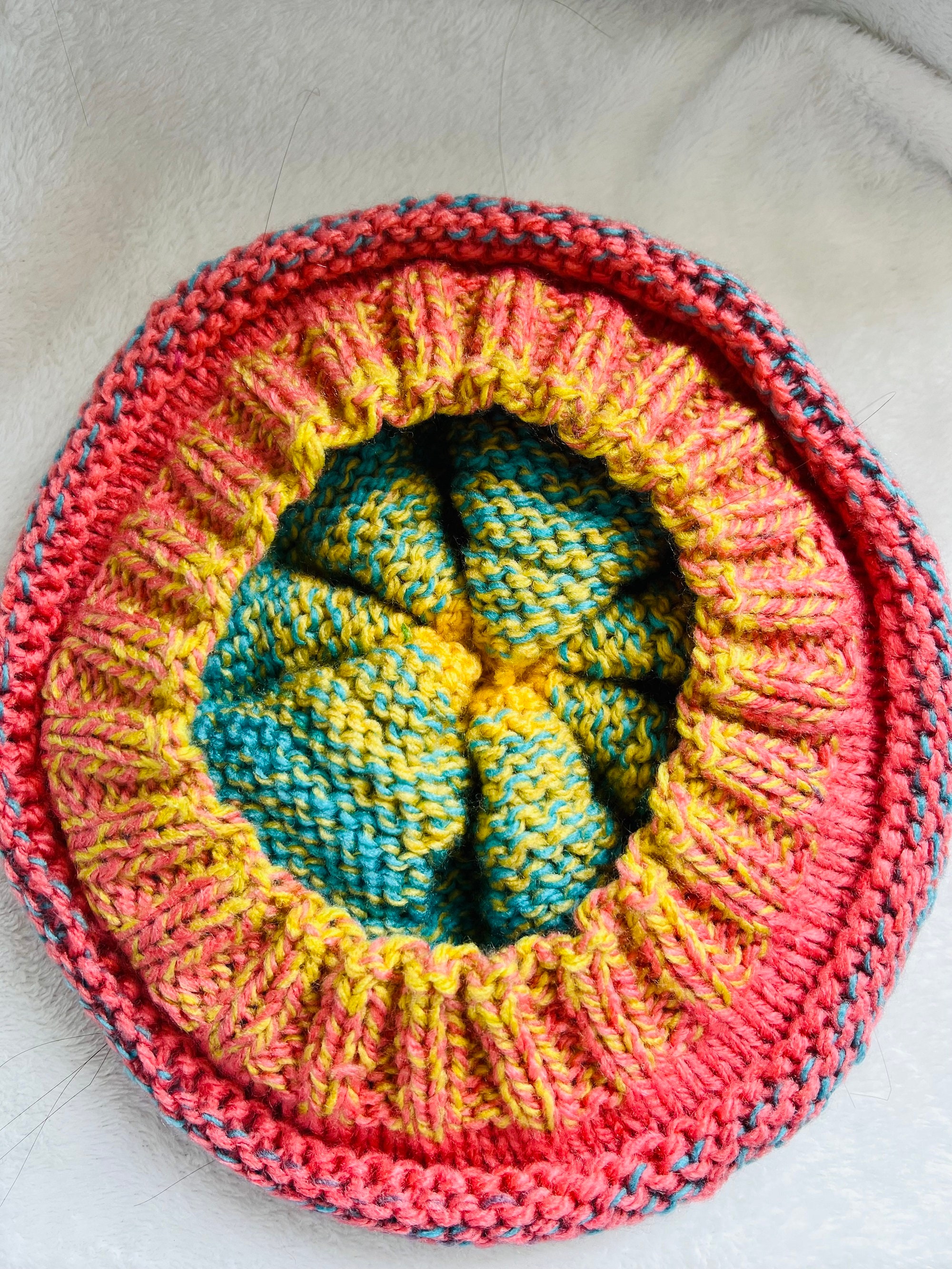 Colorful Rainbow Hand Knit Beanie, Slouchy Unisex Tam Hat, One Size ...