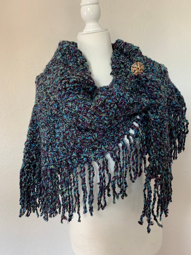 Large Soft and Lightweight Triangular Shawl. Handmade. Blues - Etsy