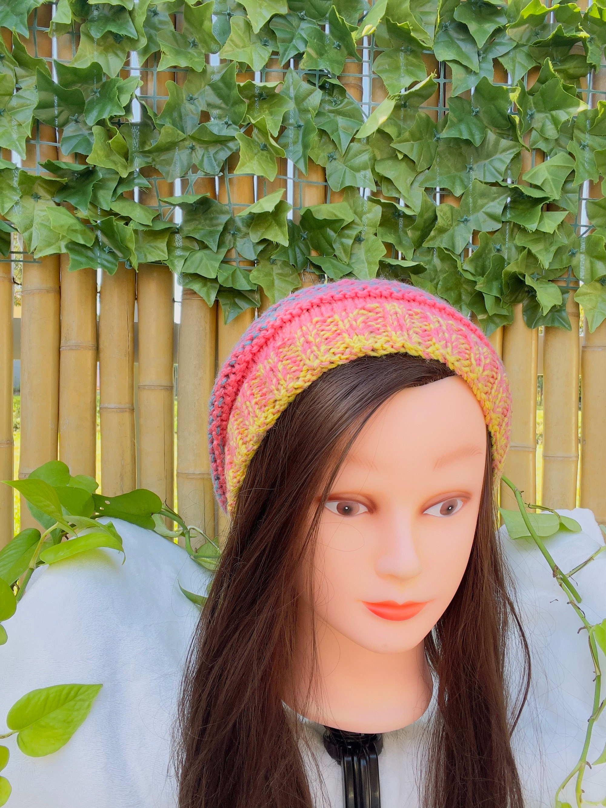 Colorful Rainbow Hand Knit Beanie, Slouchy Unisex Tam Hat, One Size ...