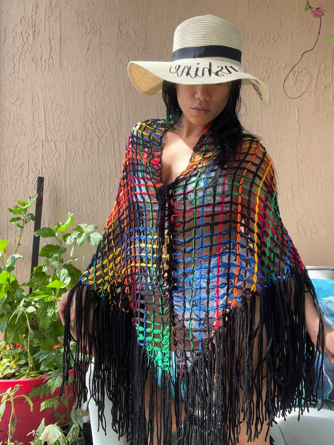 Multi Color Beach Coverup, Swim Bikini Maxi Skirt Wrap, Pool Mesh Dress ...