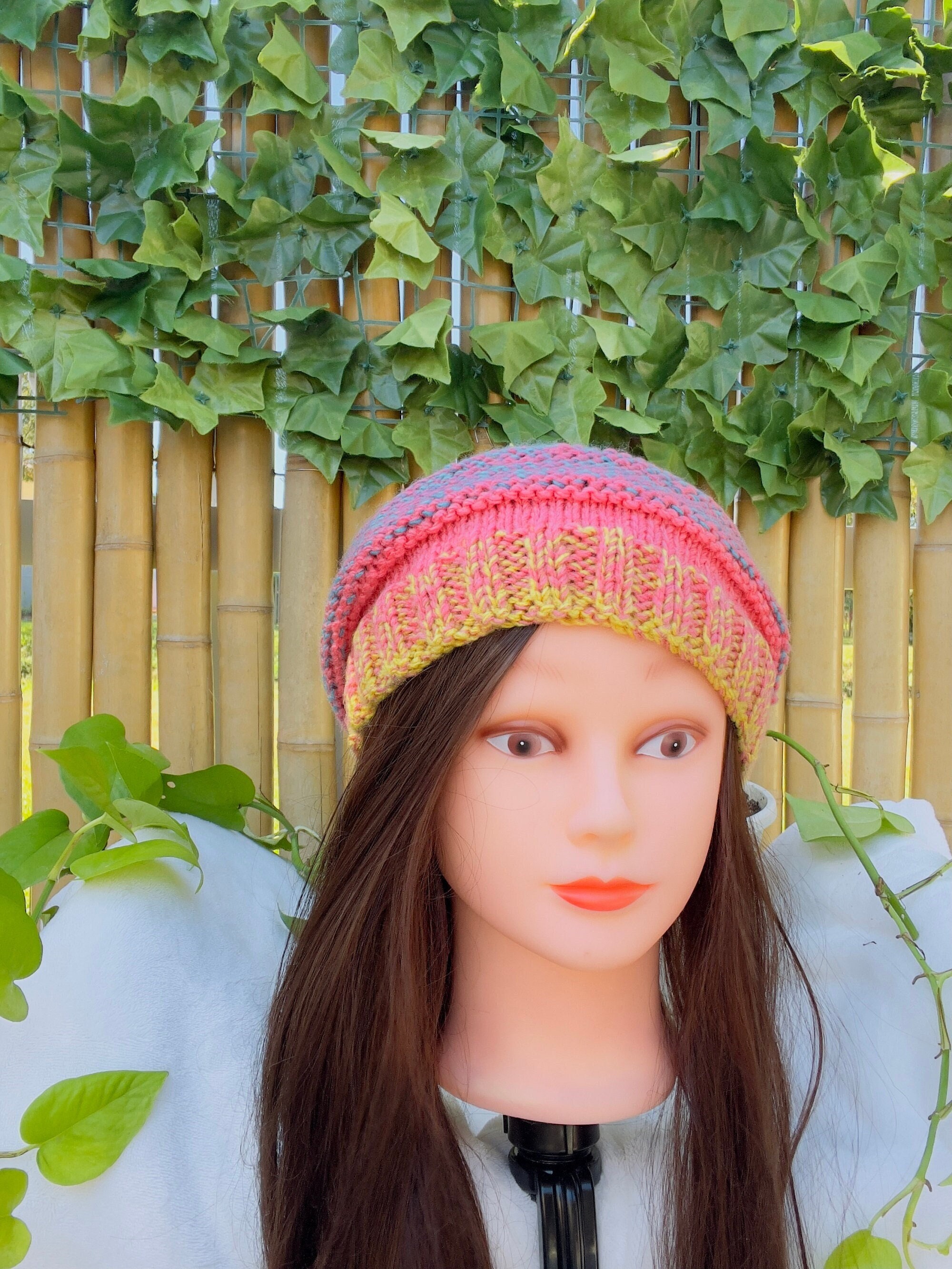 Colorful Rainbow Hand Knit Beanie, Slouchy Unisex Tam Hat, One Size ...