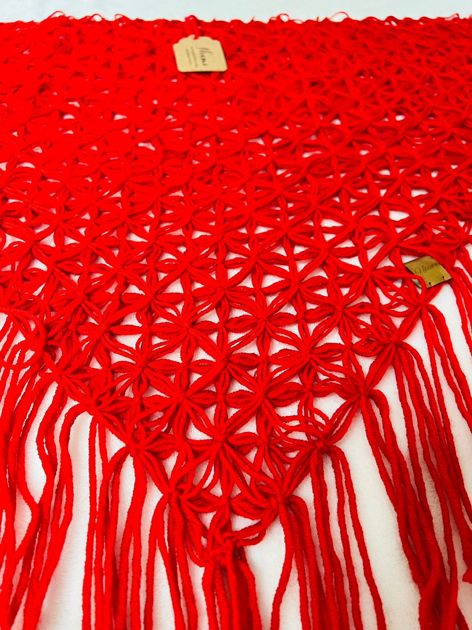 Elegant Handmade Bright Red Scarf, Soft Wool From Rome, Triangle ...