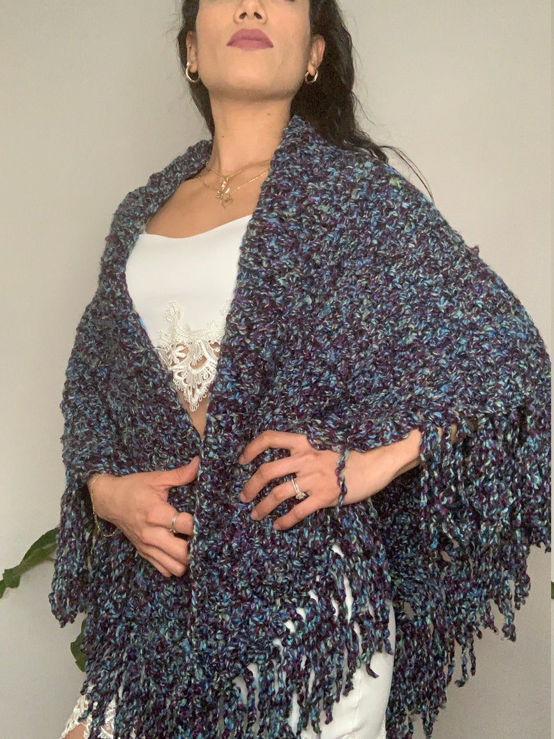 Large Soft and Lightweight Triangular Shawl. Handmade. Blues - Etsy