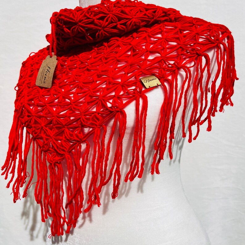Elegant Handmade Bright Red Scarf, Soft Wool From Rome, Triangle ...