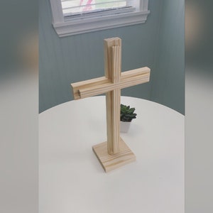 Wooden Cross, 16” Stand up Cross, Cross With Base, Handmade Stand up ...