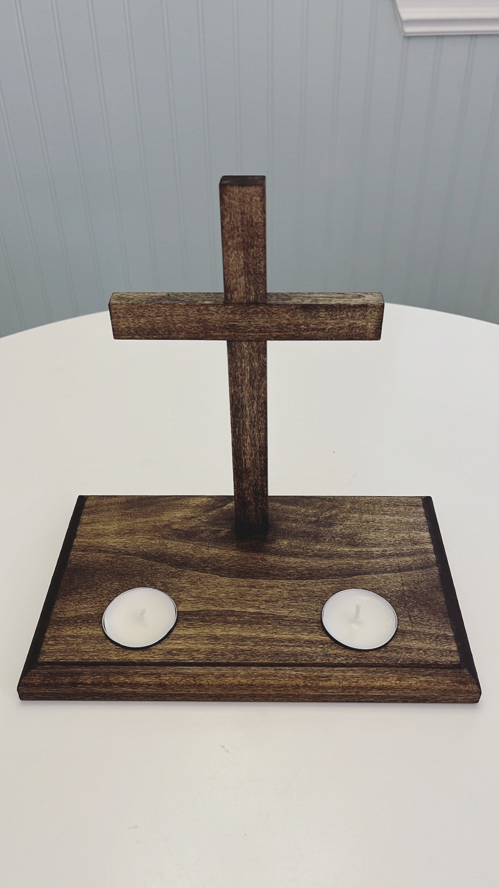 Wooden Cross Cross With Candles Cross With Candle Holder - Etsy