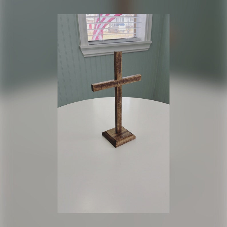 Wooden Cross, 12” Stand up Cross, Cross With Base, Handmade Stand up ...