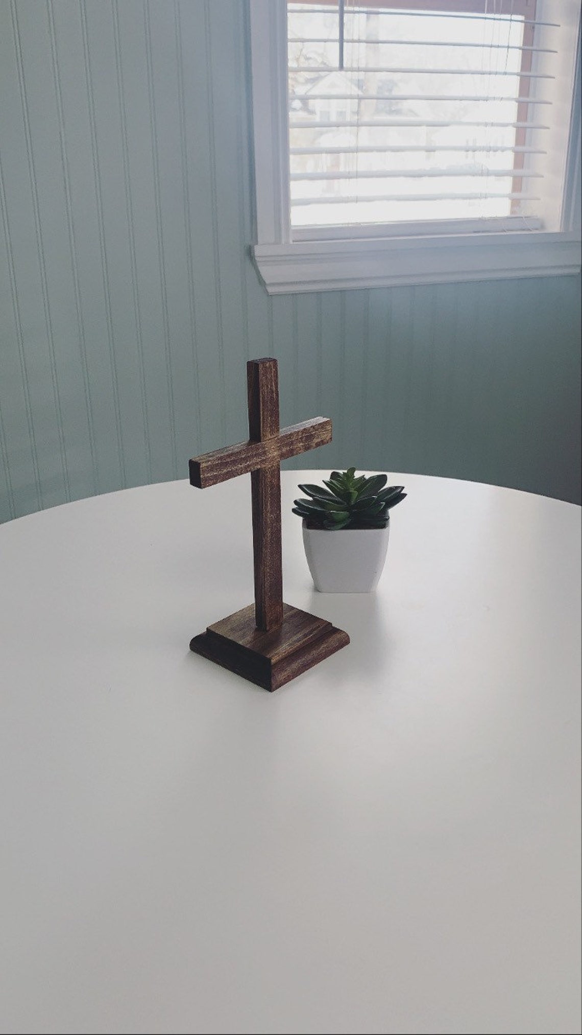 Wooden Cross, 9” Stand up Cross, Cross With Base, Handmade Stand up ...