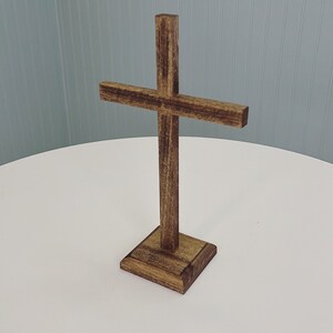 Wooden Cross, 12” Stand up Cross, Cross With Base, Handmade Stand up ...
