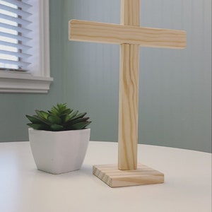 11.5” Wooden Base Cross, Wooden Cross With Base, Stand Wooden Cross ...
